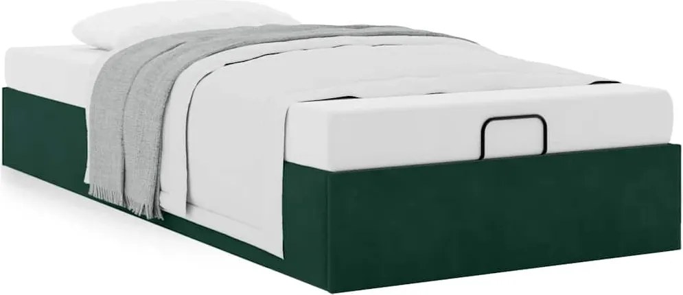 Osmanský rám postele bez matrace tmavě zelené 80x200 cm samet 3310928