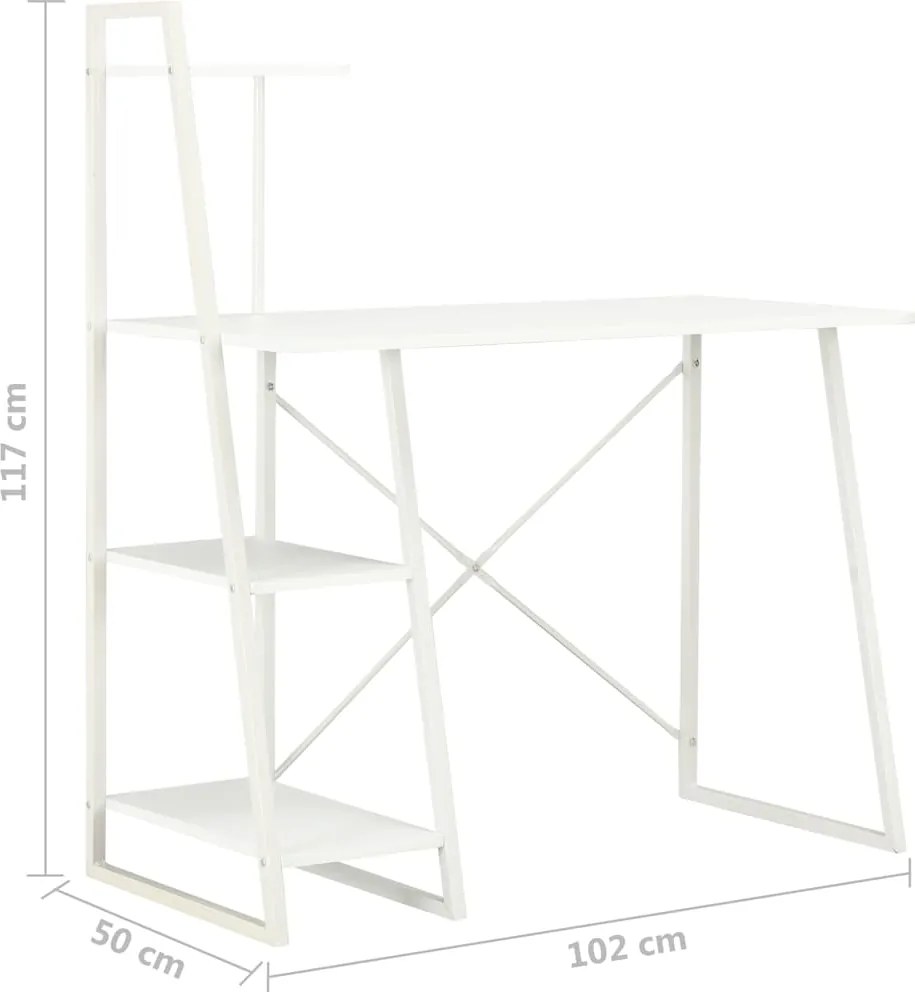 Psací stůl s poličkami bílý 102 x 50 x 117 cm 20282