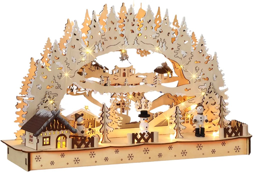 Vánoční LED oblouk CLEMENT, 45x12,5x28cm, přírodní hnědá Monzana