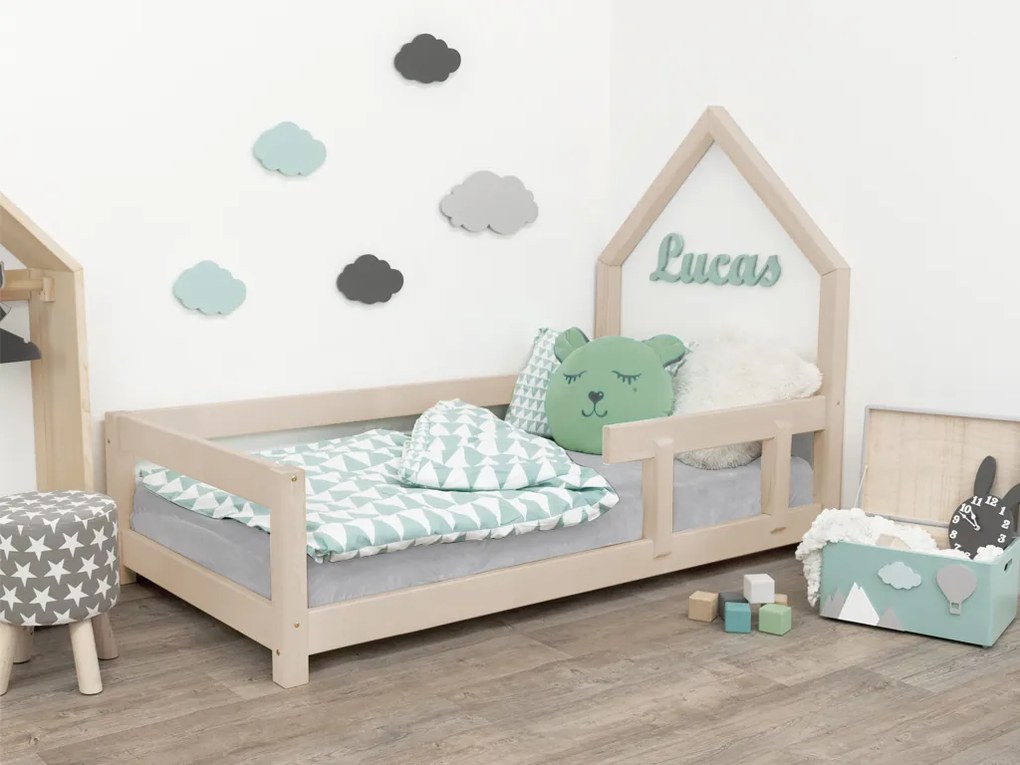 Benlemi Dětská postel domeček POPPI s bočnicí vpravo Barva: Béžová, Rozměr: 120 x 200 cm