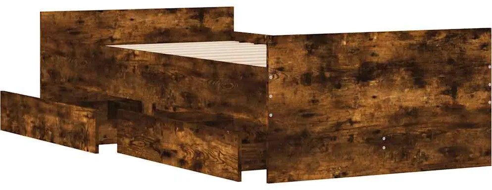 Rám postele se zásuvkami kouřový dub 100 x 200 cm 3207368