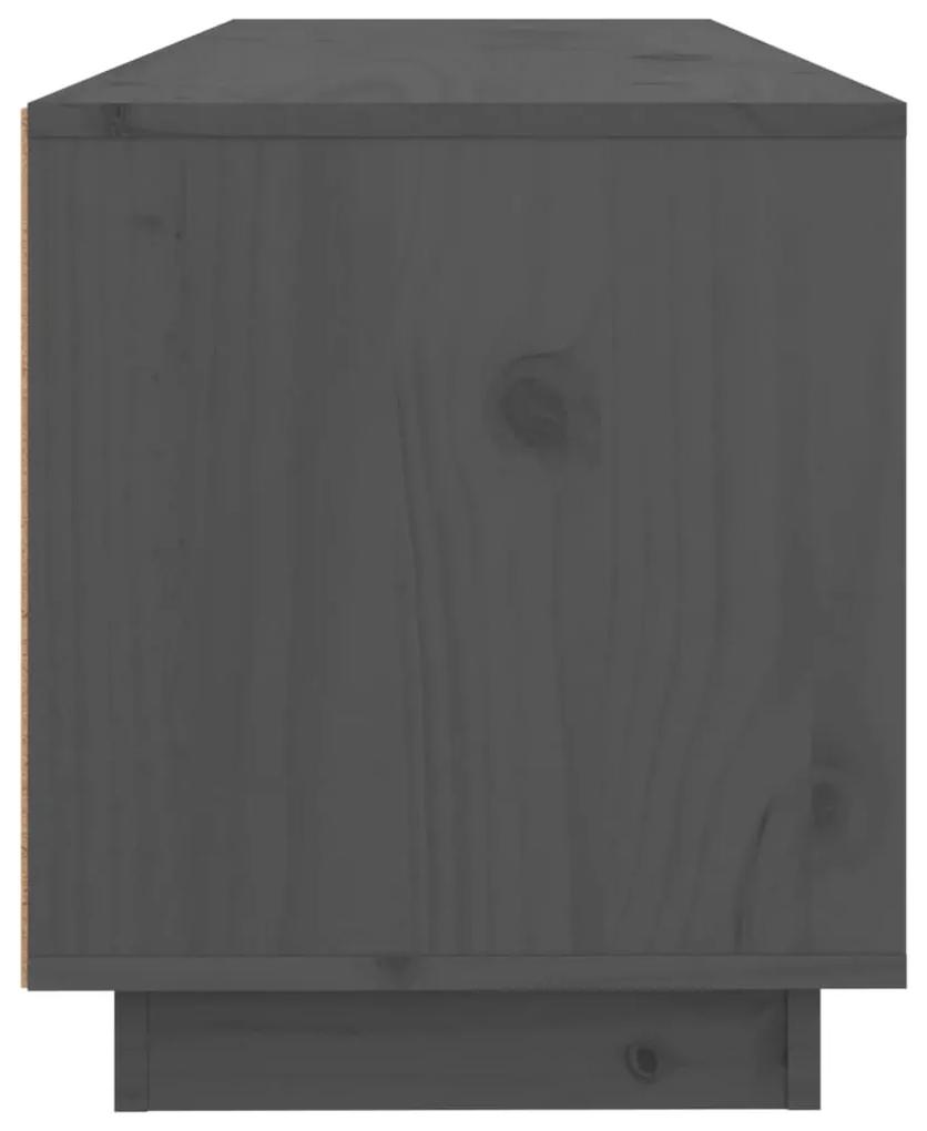 TV skříňka šedá 100 x 34 x 40 cm masivní borové dřevo - Default Title