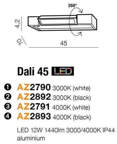 AZzardo Nástěnné LED svítidlo DALI 45, d. 45 cm Barva: Černá, 3000K