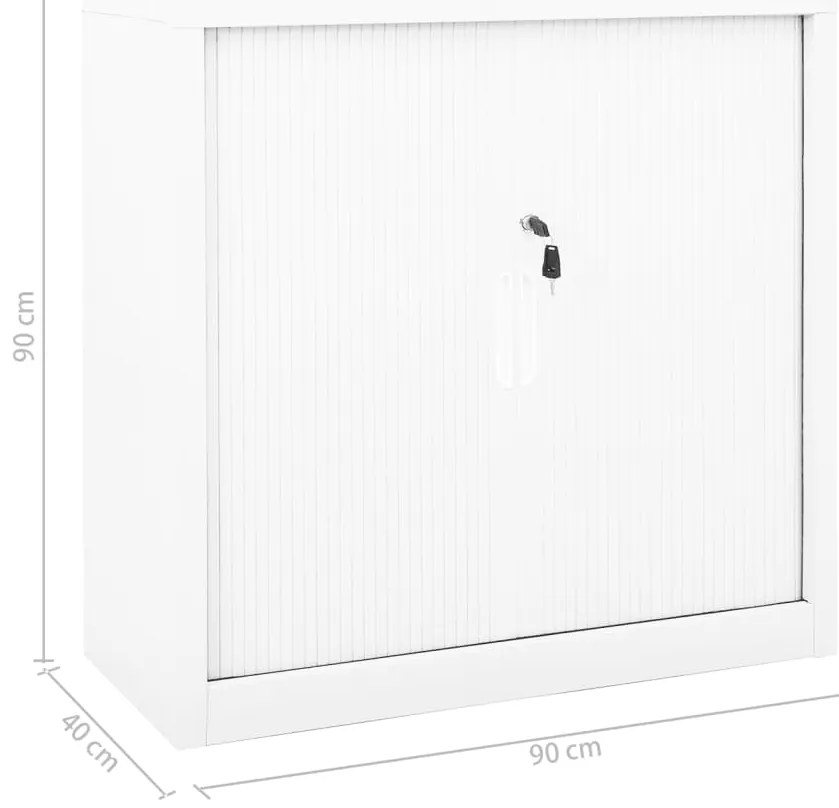 vidaXL Marketos Skříň s posuvnými dveřmi bílá 90 x 40 x 90 cm ocel