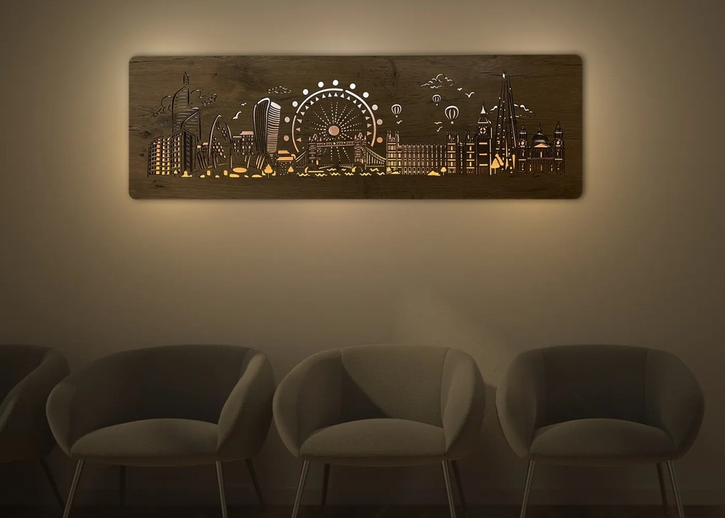 Li-Go "Londýn" světelný obraz  230V  125x40cm provedení povrchu: dub světlý