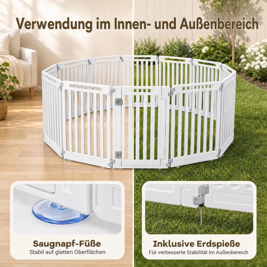 Costway Skládací ohradník pro psy z HDPE s 12 panely a uzamykatelnými dvířky