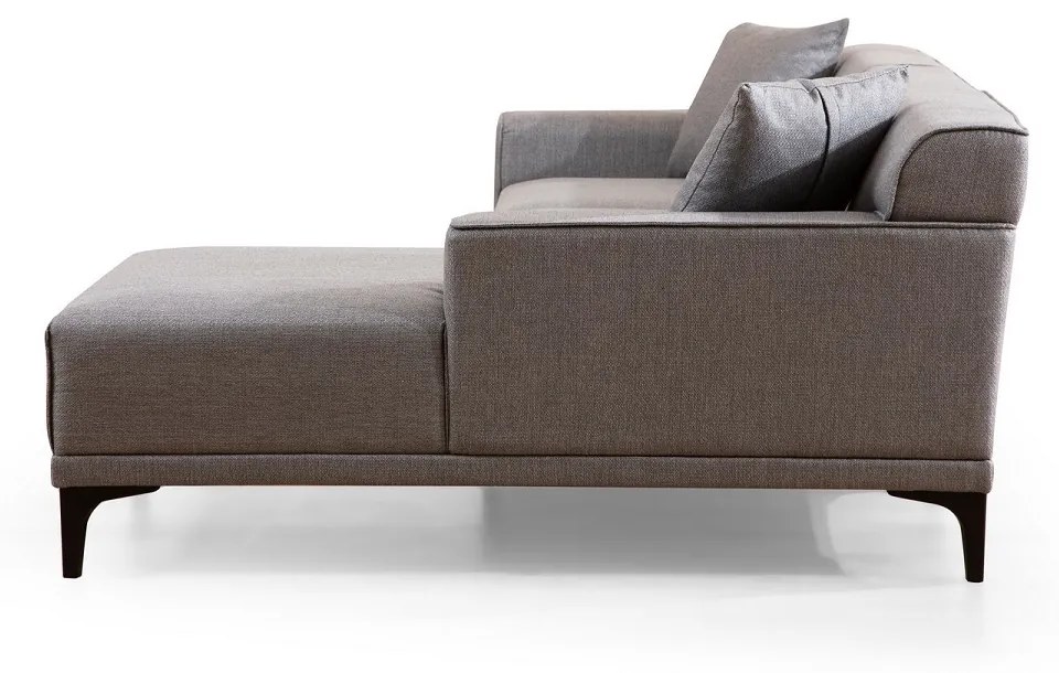 Designová rohová sedačka Dellyn 250 cm světle šedá - pravá
