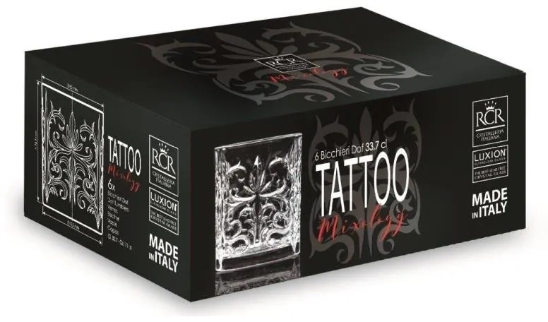 RCR TATTOO SKLENICE NA WHISKY 340ML SADA 6 KS