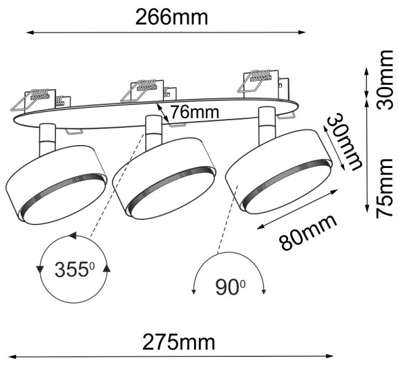 Brosline 3262 - Podhledové bodové svítidlo DROP 3xGX53/9W/230V černá