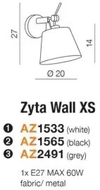 Designové nástěnné svítidlo Zyta Xs šedé