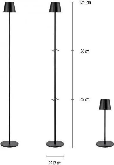 LD 19252-18 LED bateriové svítidlo černé, stojací a stolní lampa, dotykový stmívač, IP54 pro venkovní použití 3000K - JUST LIGHT