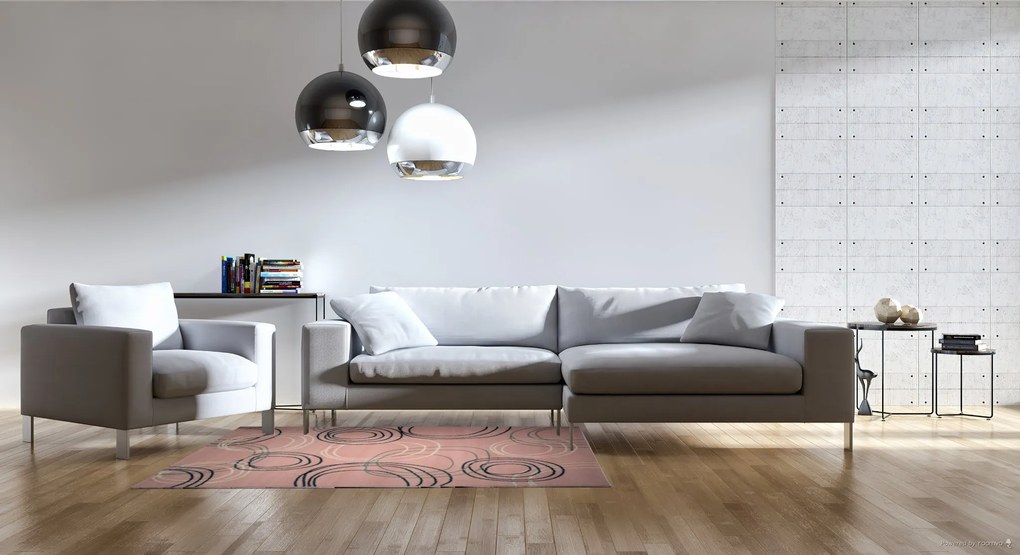 Alfa Carpets, Kusový koberec Circles powder pink, 80x150, růžová, chodba / předsíň