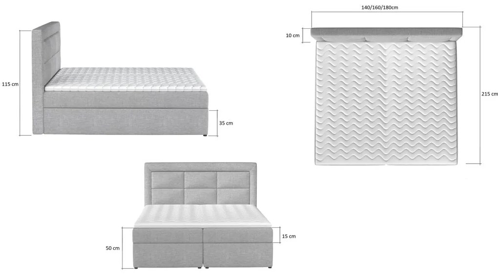 Dvoulůžko boxspring VIVRE,Monolith 48,180x200cm