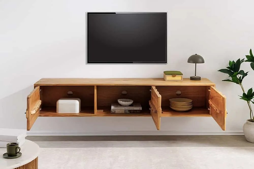 Designový závěsný TV stolek Justice 160 cm akácie