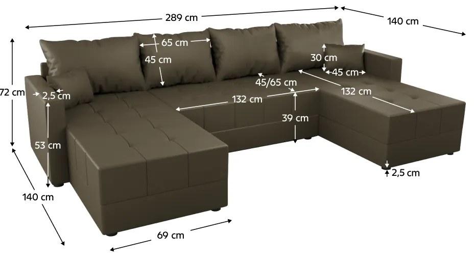 Kondela Univerzální sedací souprava, hnědá, DUAN U UNI