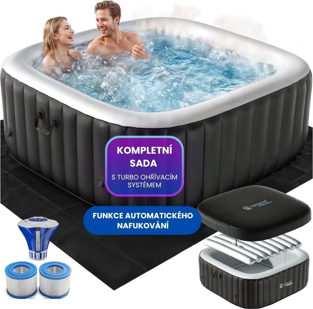 Nafukovací vířivý bazén OASIS pro 6 osob, čtvercový, černý Casaria