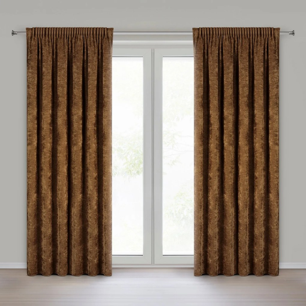 ZATEMŇOVACÍ ZÁVĚS NA PÁSCE NESKA 140X270 CM HNĚDÝ
