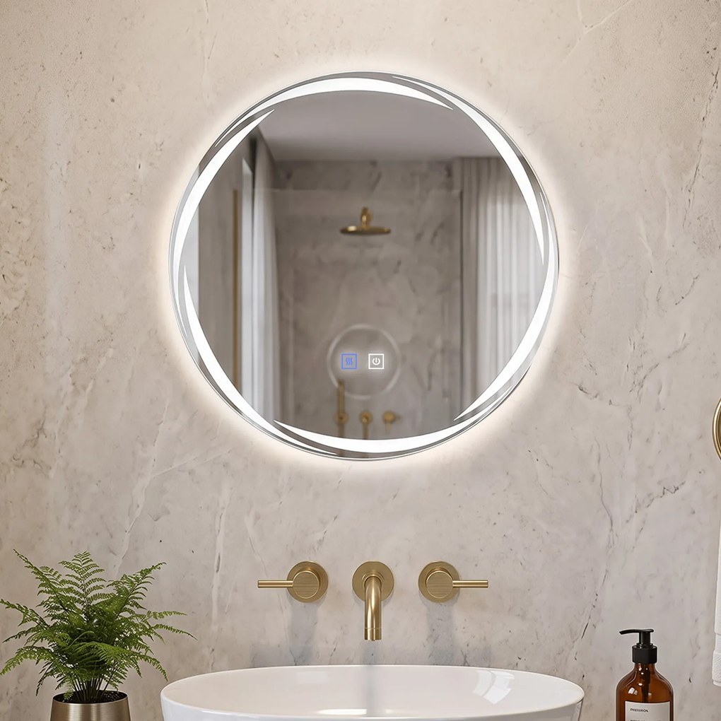Costway Koupelnové zrcadlo s osvětlením 50 cm Kulaté LED koupelnové zrcadlo