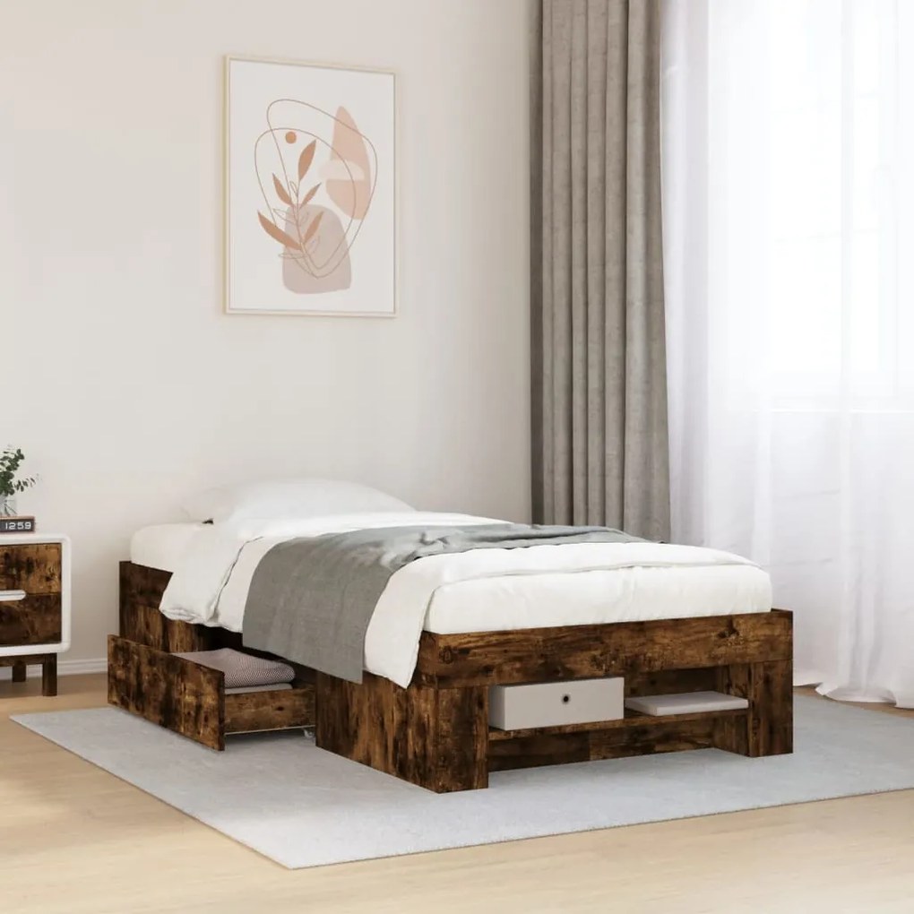Rám postele bez matrace kouřový dub 90x190 cm kompozitní dřevo 3295524