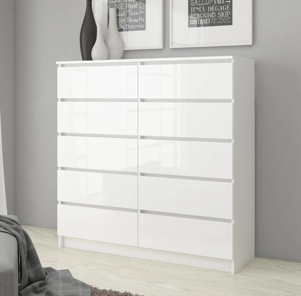 Komoda Rollo K 160 cm bílá lesklá