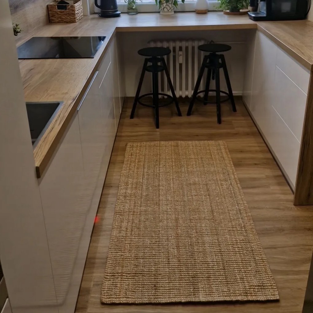 Hanse Home, Kusový koberec Bouclé Jute 105974 Natural Golden, 190x280, béžová, chodba / předsíň