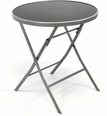 Garthen 35060 Zahradní bistro stolek skleněný se sklopnou deskou - stříbrný