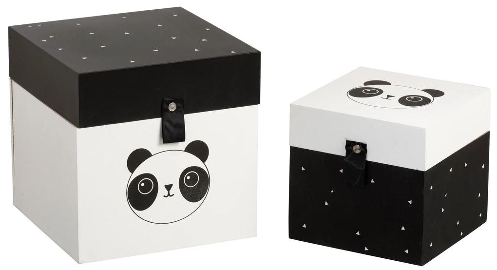 Sada 2ks dřevěných boxů Panda  - 18*18*18cm