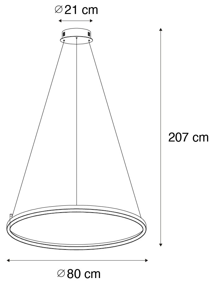 Závěsné svítidlo bronzové 80 cm vč. LED s 3-stupňovým stmíváním - Girello