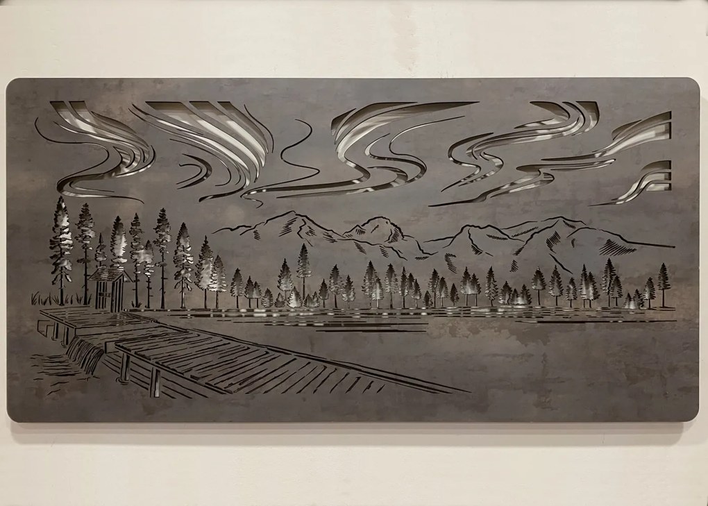 Li-Go "Polární záře" světelný RGBW obraz 230V 120x60 cm provedení povrchu: bříza