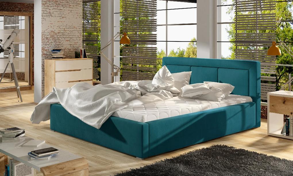 Eltap Čalouněná postel Belluno dřevěný rám Materiál a barva potahu: Kronos 09 - tmavě modrá, Rozměry (cm): 140x200