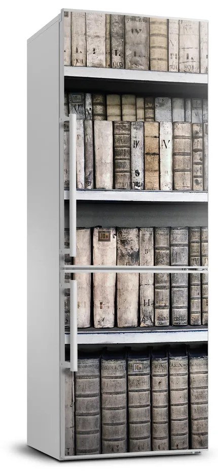 Wallmuralia Nálepka tapeta na ledničku Polička na knížky 60x180 cm