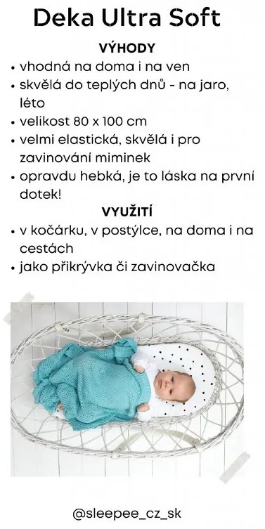 Sleepee Prémiová bambusová deka BAMBOO pro miminka Zvolte barvu: Bílá