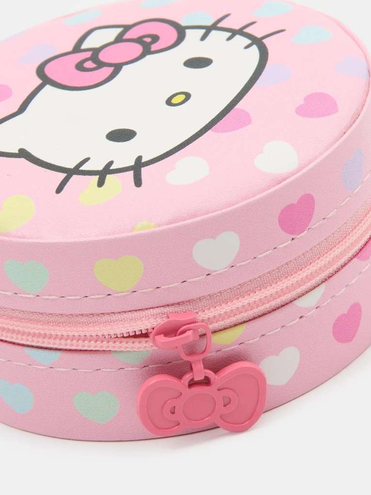 Sinsay - Šperkovnice z imitace kůže s přihrádkami a zrcátkem Hello Kitty - růžová