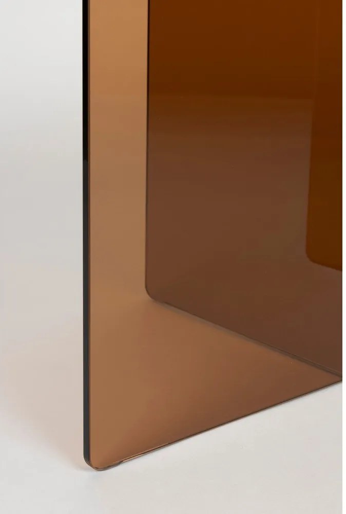 Hnědý skleněný konferenční stolek 60x80 cm Linea – Zuiver