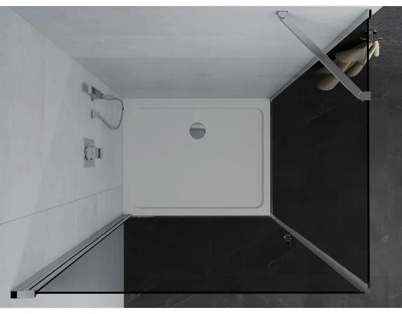 Mexen Pretoria sprchový kout s otočnými dveřmi 70 x 90 cm, grafitově černá, Chromovaná + vanička do sprchového kouta Flat - 852-