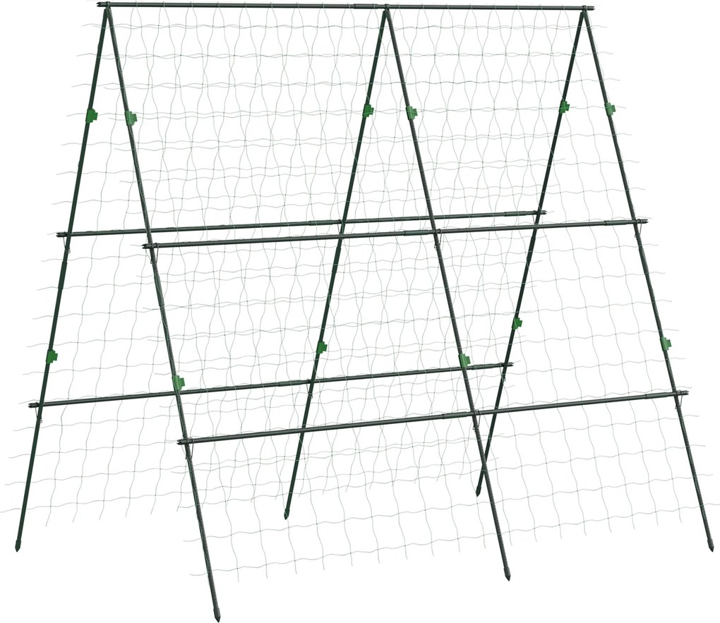 Outsunny Kovový Trellis pro Šplhající Rostliny - Zelený, Bez Rzi, 180x100x180cm, Oblouk pro Růže, Zahradní Trellis pro Rajčata, Zeleninu, Květiny, Šp…