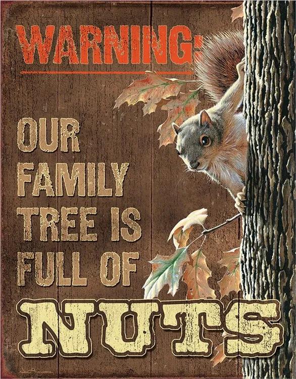 Plechová cedule Family Tree - Nuts, (32 x 41 cm)