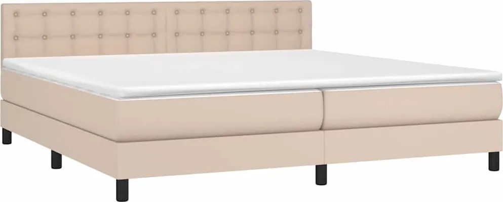 Box spring postel matrace a LED cappuccino 200x200cm umělá kůže 3134248