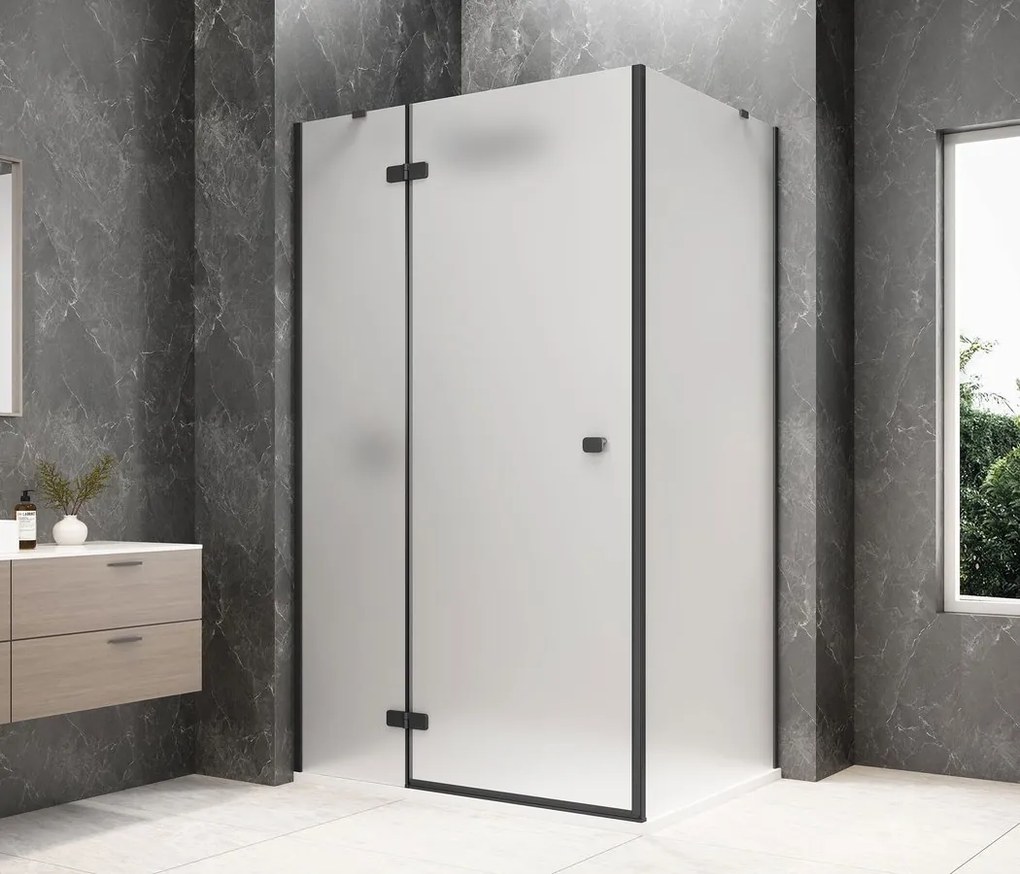 Polysan Polysan, GLOBE BLACK obdélníková sprchová zástěna 1000x800mm, matné sklo, levá, GB1010-3215MLB