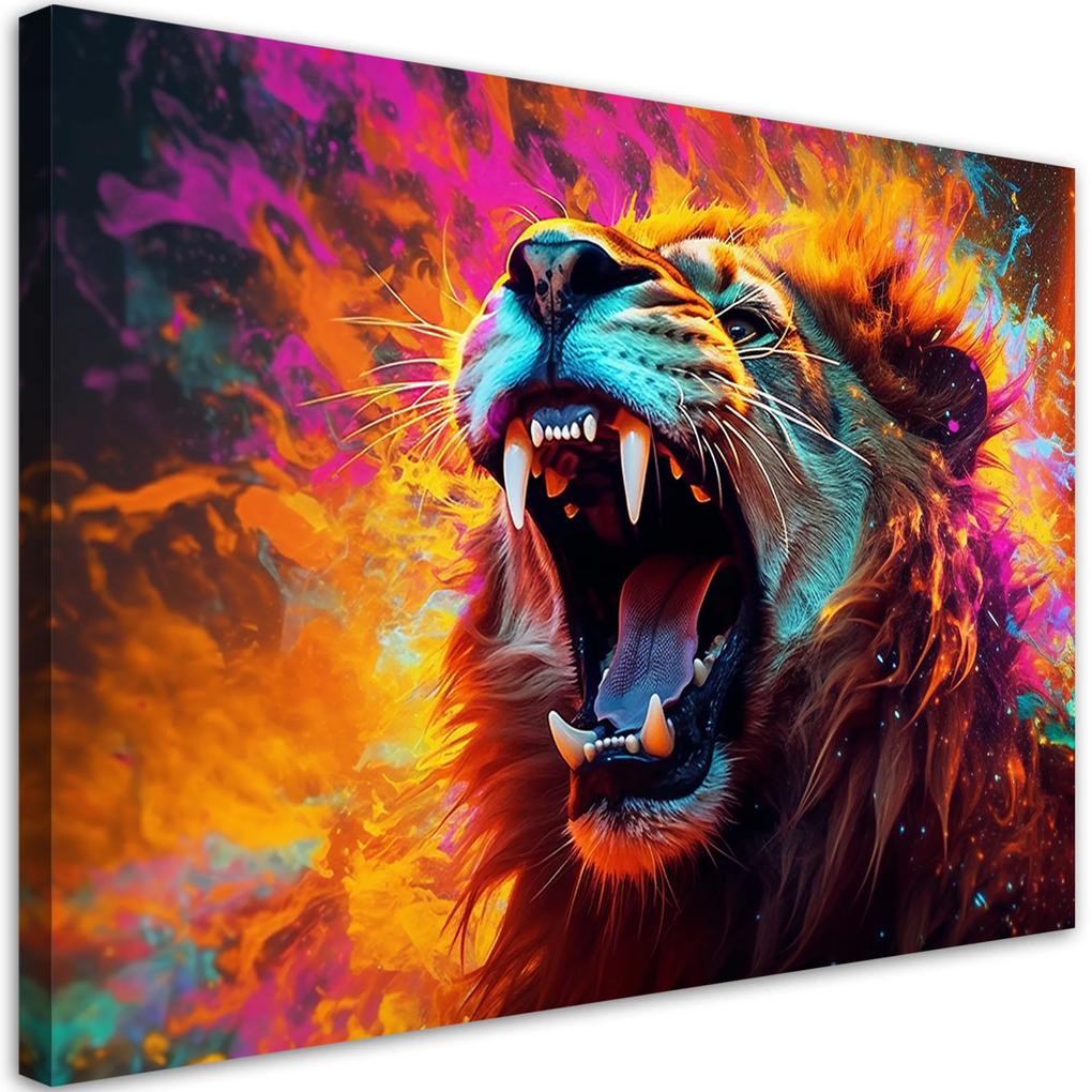 Gario Obraz na plátně Barevný zuřivý lev Rozměry: 60 x 40 cm