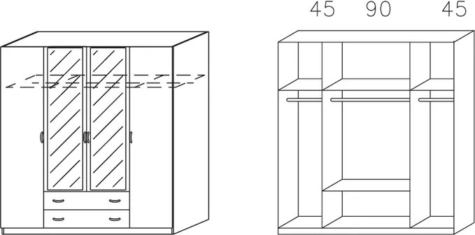Šatní skříň Case, 181 cm, dub stirling