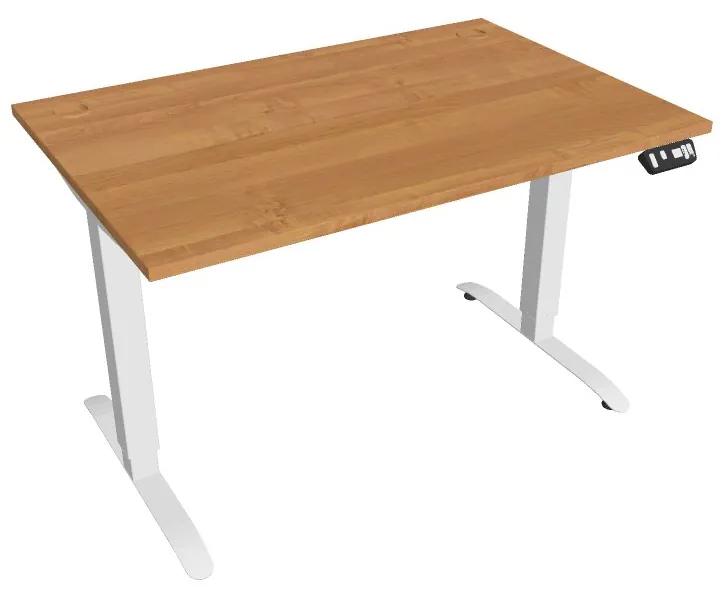 Elektr. nastavitelný stůl 120x80 s pamětí - HOBIS MOTION  MS 2M 1200 Dekor stolové desky: olše, Barva kovové podnože: bílá