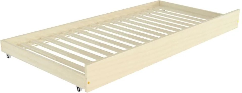 Benlemi Dřevěná výsuvná přistýlka SLEEP pod postel na kolečkách Zvolte barvu: Transparentní vosková lazura matná, Zvolte rozměr: 80x180 cm (pod postel 80x190 cm), Zvolte typ: Pro postel LUCKY, TULY, PLOTTY, CHALOUPKA