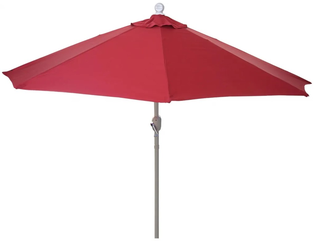 Slunečník půlkruh Parla - polyester/hliník - 270cm bordó bez stojanu