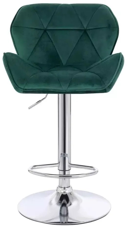 LuxuryForm DESIGN Barová židle MILANO VELUR na stříbrné kulaté podstavě - zelená