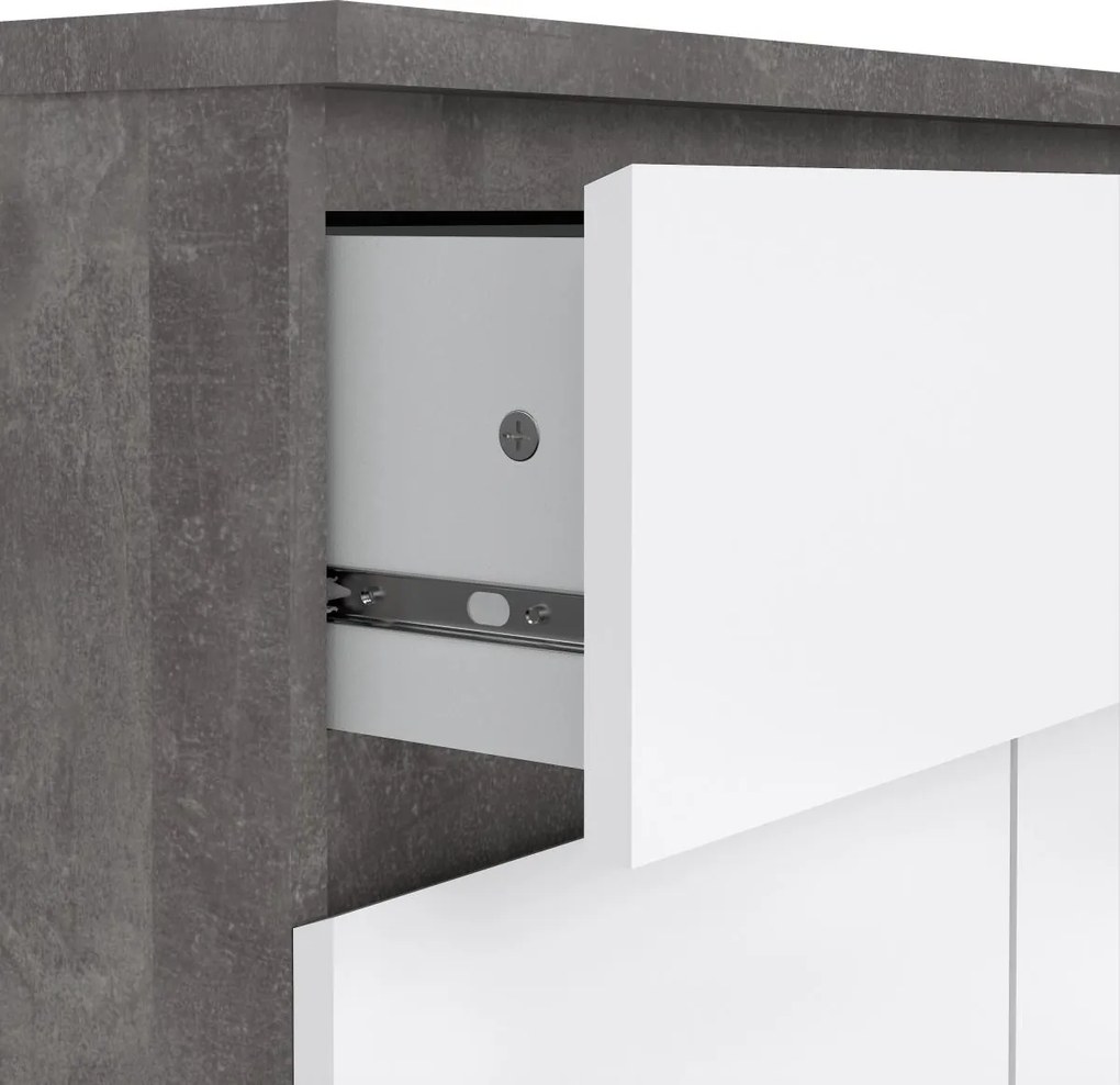 FALCO Komoda Simplicity 234 beton/bílý lesk