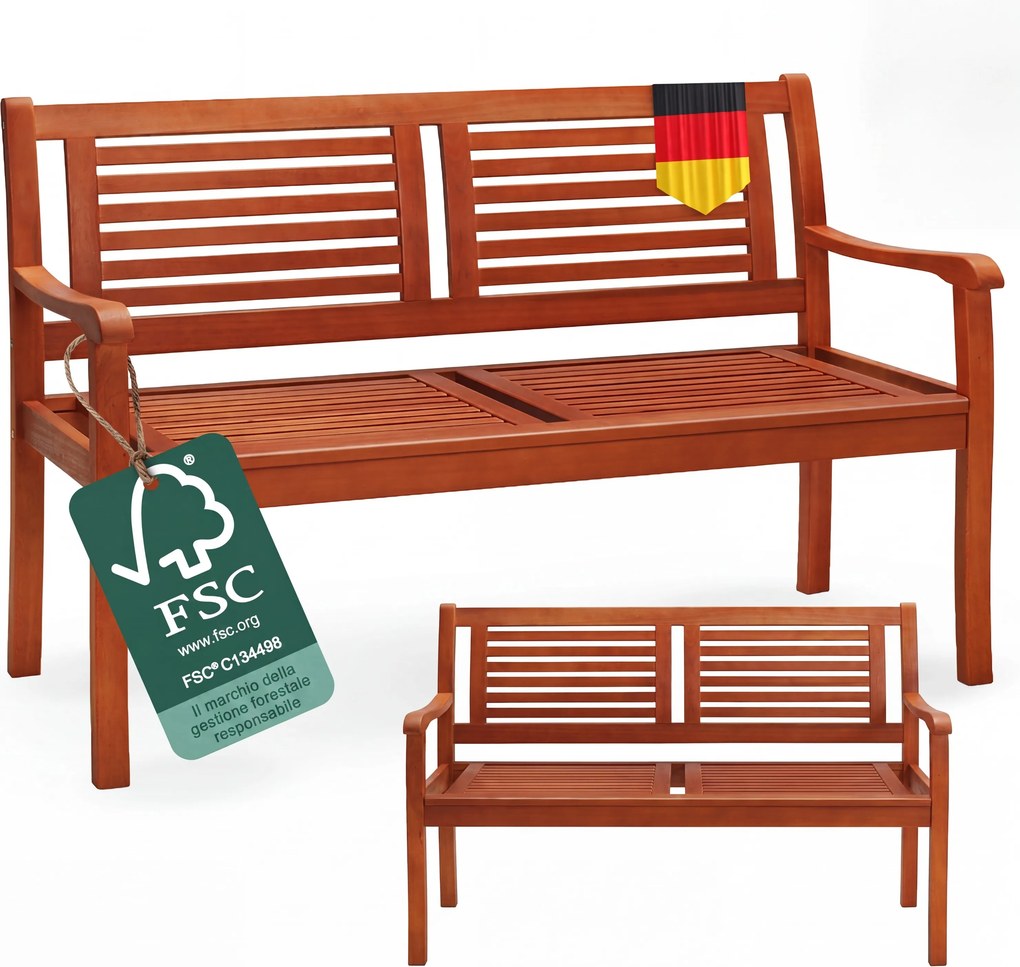 Zahradní lavice z eukalyptového dřeva 120x56x88cm certifikace FSC®