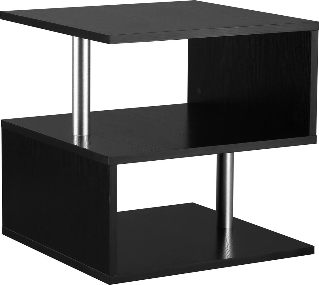 HOMCOM Malý Čtvercový Stolík k Pohovce s Otevřenou S-Formou Moderní Design 50x50x50 cm Černý | Aosom