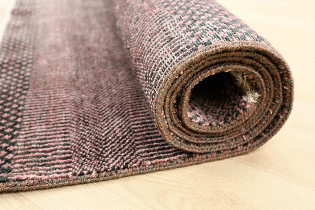 Diamond Carpets India, Ručně vázaný kusový koberec Diamond DC-MCN Black/rust, 245x305, červená, chodba / předsíň