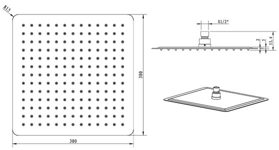 Sapho - Hlavová sprcha SLIM 30x30 cm leštěná nerez